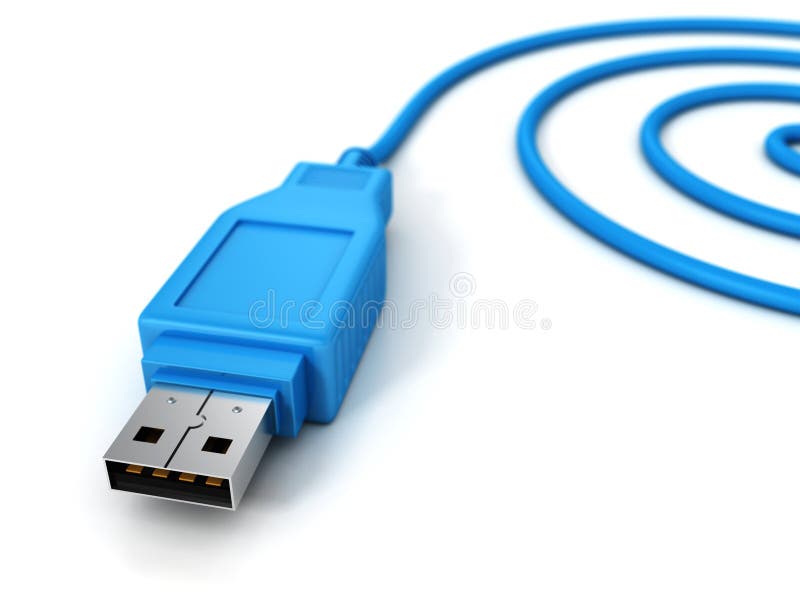 Cable Azul Del Usb En El Fondo Blanco Stock de ilustración ...