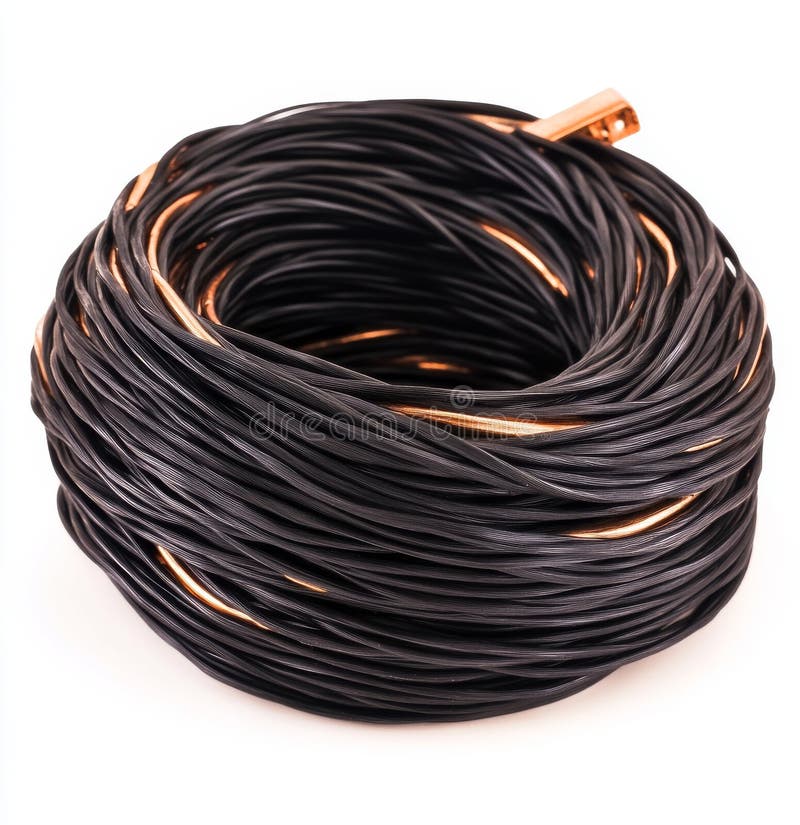 Cable with Exposed Copper Wiring that is Black in Color Stock Photo ...