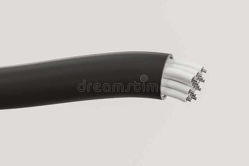 Cable with Extended Core, Electronic Connection Product, 3d Rendering ...