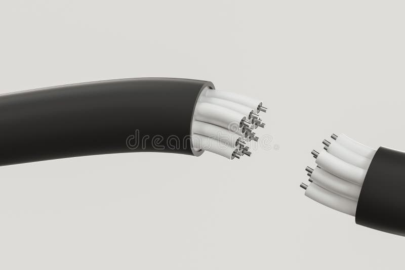 Cable with Extended Core, Electronic Connection Product, 3d Rendering ...
