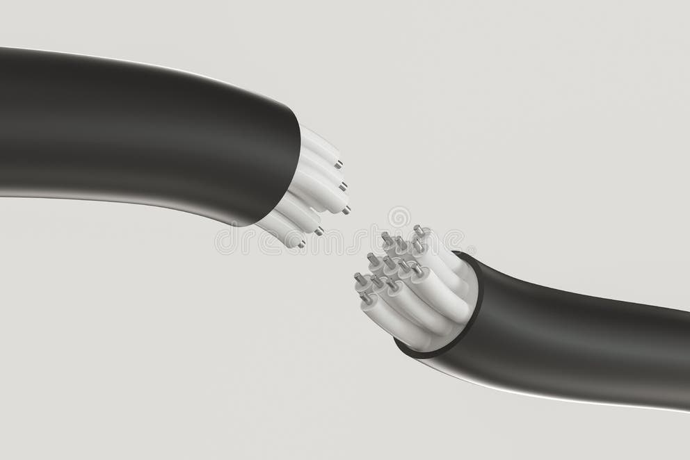 Cable with Extended Core, Electronic Connection Product, 3d Rendering ...