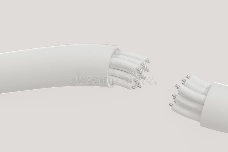 Cable with Extended Core, Electronic Connection Product, 3d Rendering ...