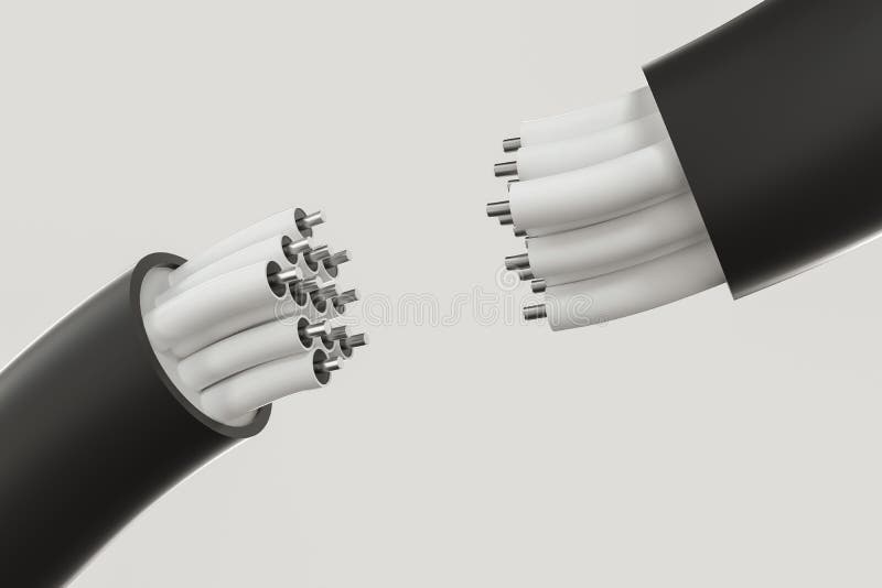 Cable with Extended Core, Electronic Connection Product, 3d Rendering ...
