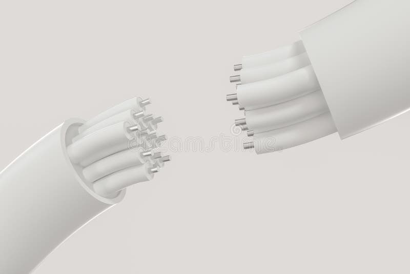 Cable with Extended Core, Electronic Connection Product, 3d Rendering ...