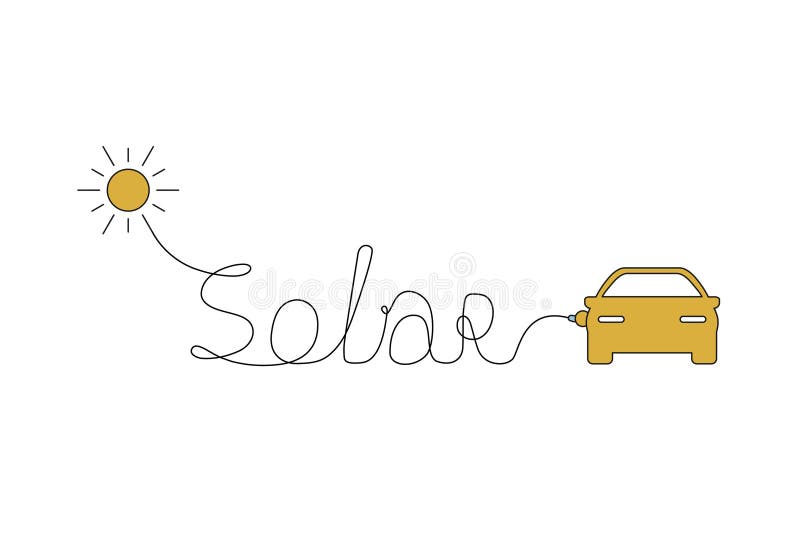 Cable in the Form of the Word Solar. the Concept of Recharging a Car ...