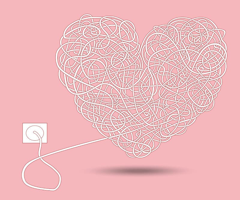 Cable heart stock vector. Illustration of business, patch - 48144877