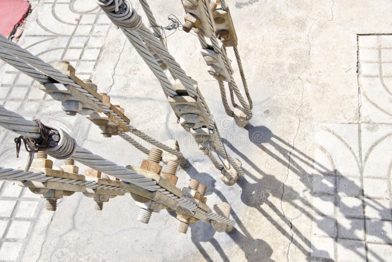 Cable Hold the Column To the Ground Stock Image - Image of floor, bolt ...
