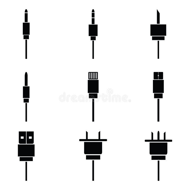 Cable icon set stock vector. Illustration of hardware - 102200009