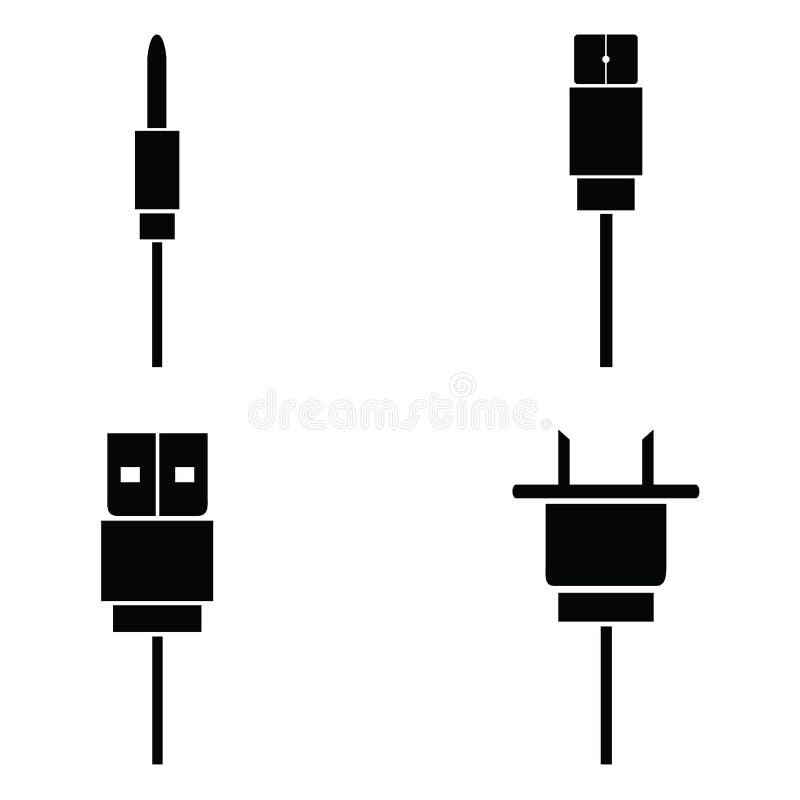 Cable icon set stock vector. Illustration of connector - 102200102