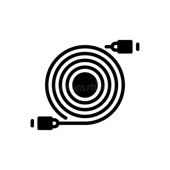 Black Solid Icon for Cable, Tether and Electronic Stock Illustration ...