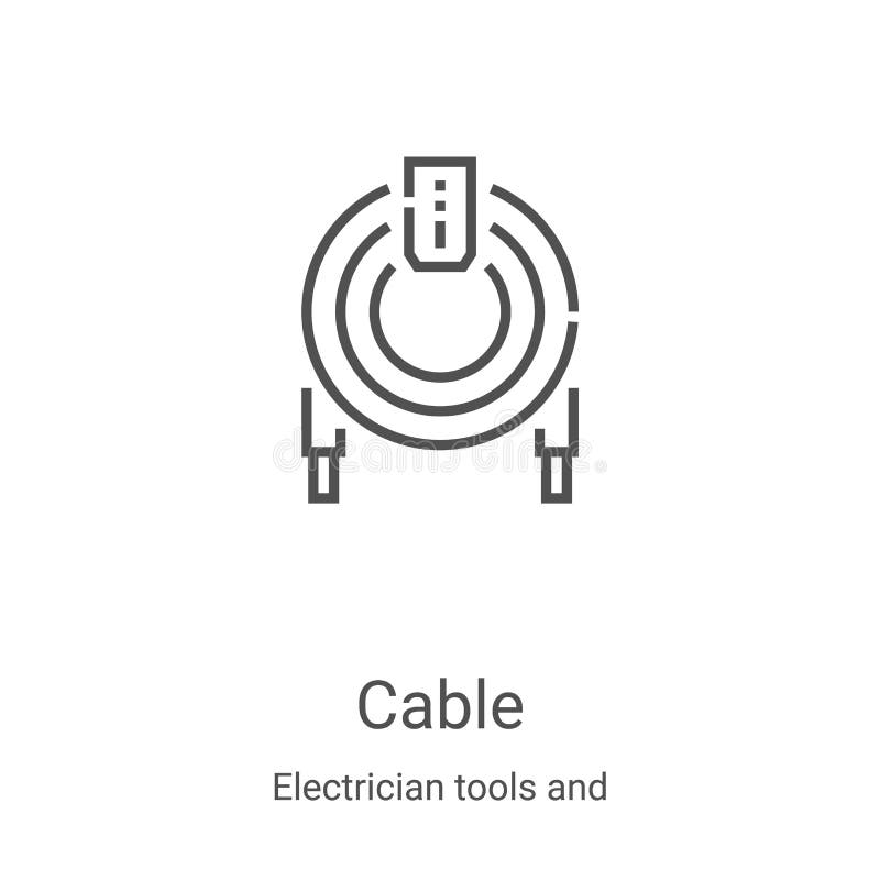 Cable Icon Vector from Electrician Tools and Elements Collection. Thin ...