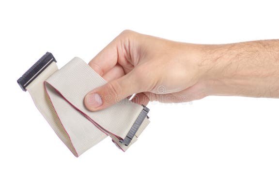 Cable IDE connect in hand stock image. Image of cable - 127649457