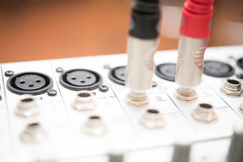Cable Input Panel Studio Audio Mixer Close Up Stock Photo - Image of ...