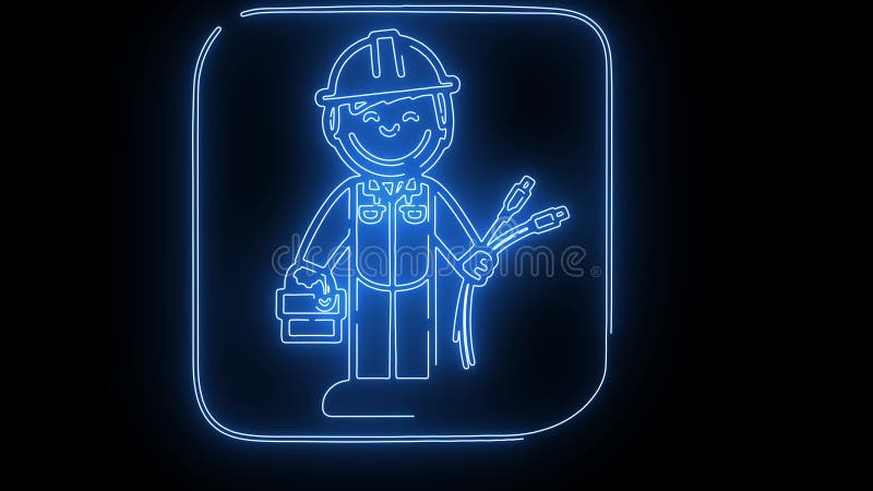 Cable Installer Icon with a Glowing Neon Effect Stock Footage - Video ...