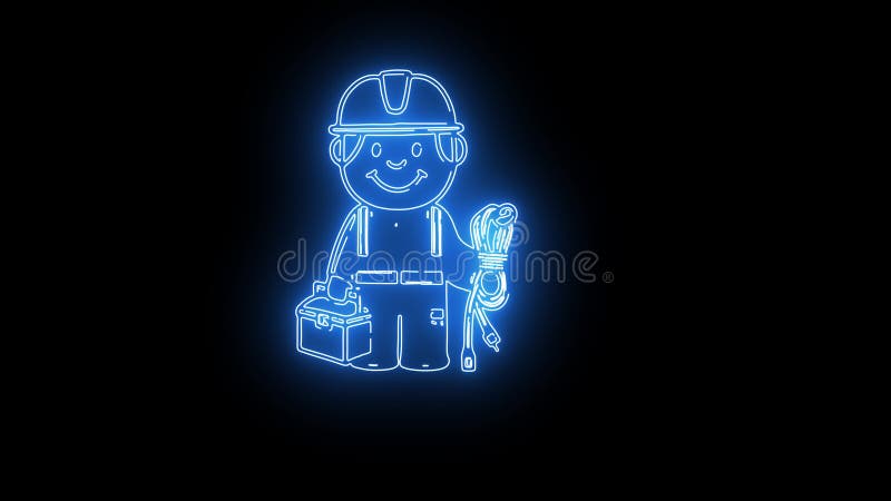 Cable Installer Icon with a Glowing Neon Effect Stock Video - Video of ...
