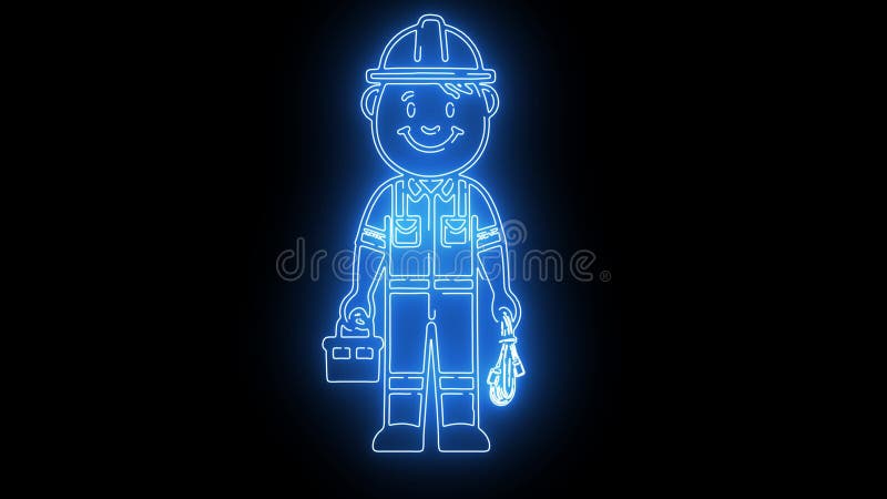 Cable Installer Icon with a Glowing Neon Effect Stock Video - Video of ...