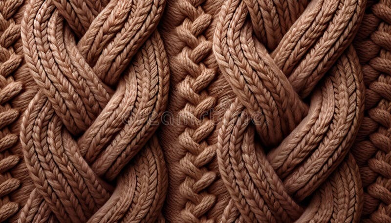 Cable Knit Fabric Texture Creating Repeating Braided Pattern in Warm ...