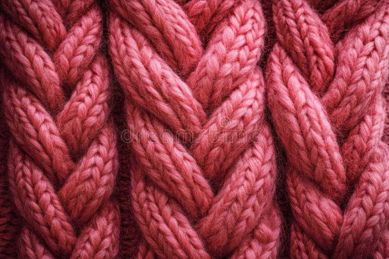 Cable Knit Pink Wool Texture Forming Braids Creating Warm Winter ...