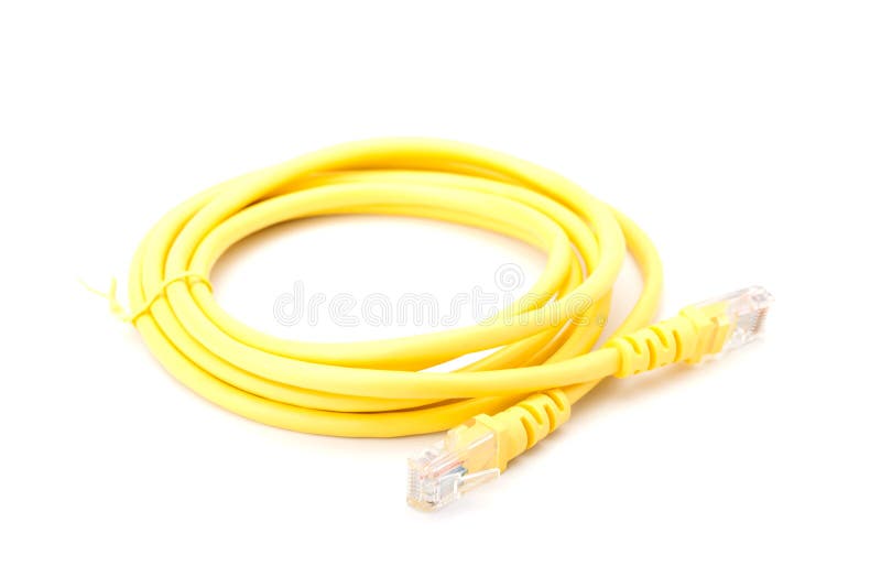Cable LAN Amarillo Aislado En El Fondo Blanco Imagen de archivo ...