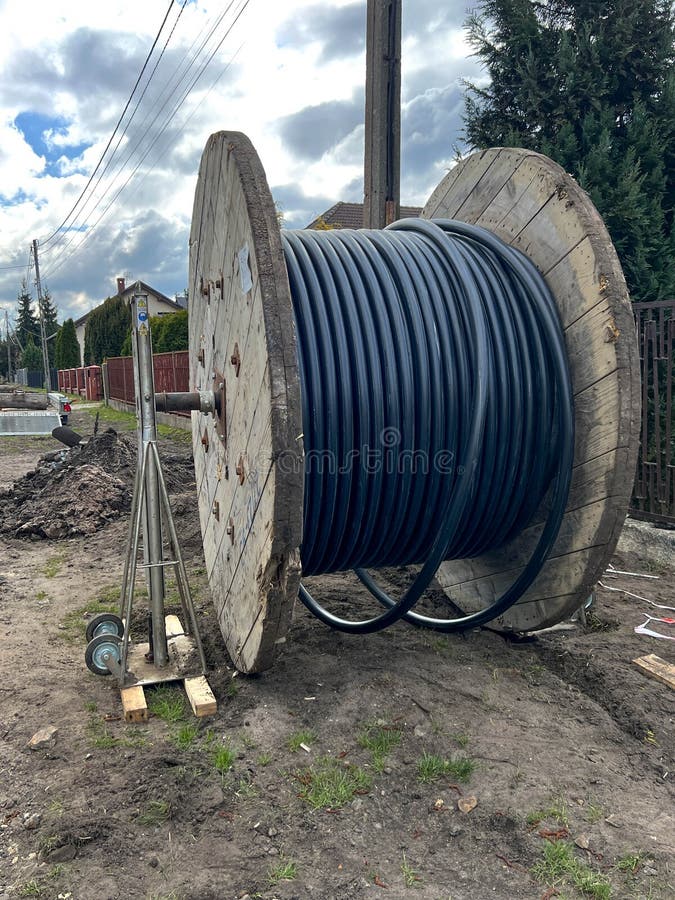 Cable on a Large Drum during the Construction of an Underground ...