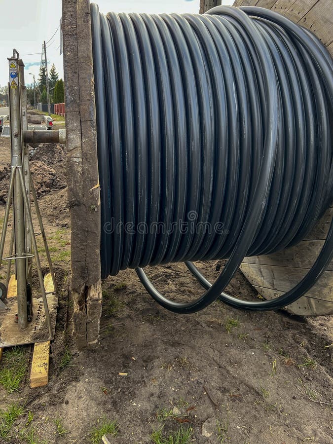 Cable on a Large Drum during the Construction of an Underground ...