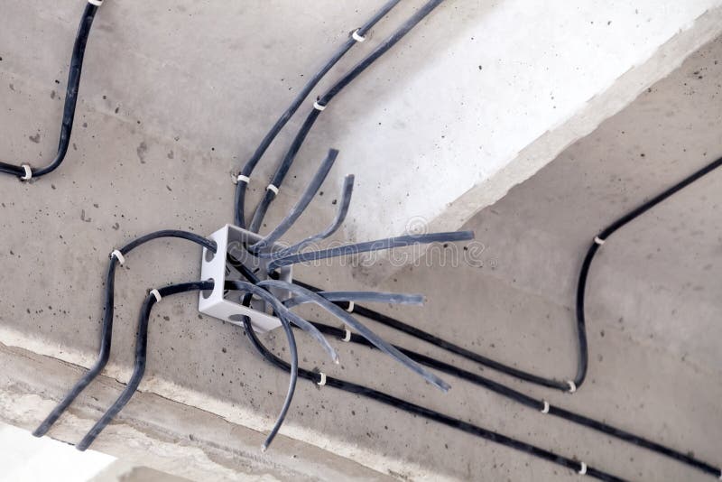 Cable Laying the Ceiling. Electrical Wires on the Wall. Wiring ...
