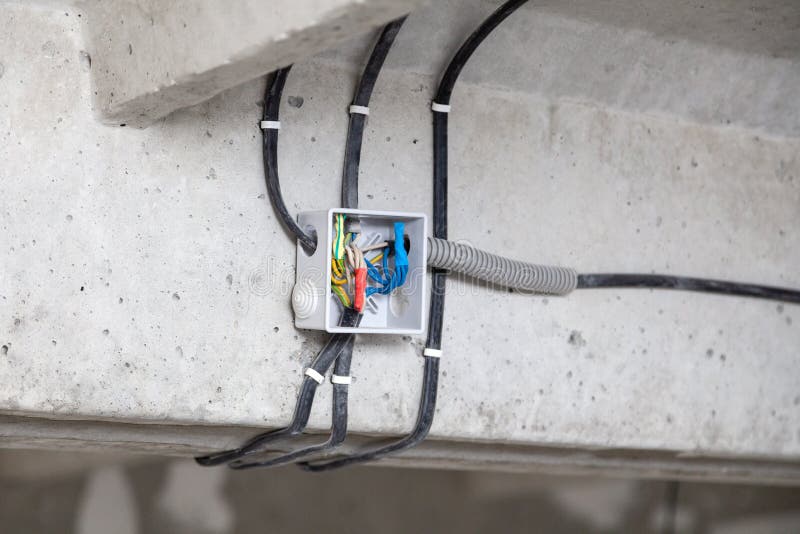 Cable Laying Ceiling. Electrical Wires on Wall. Wiring Replacement ...