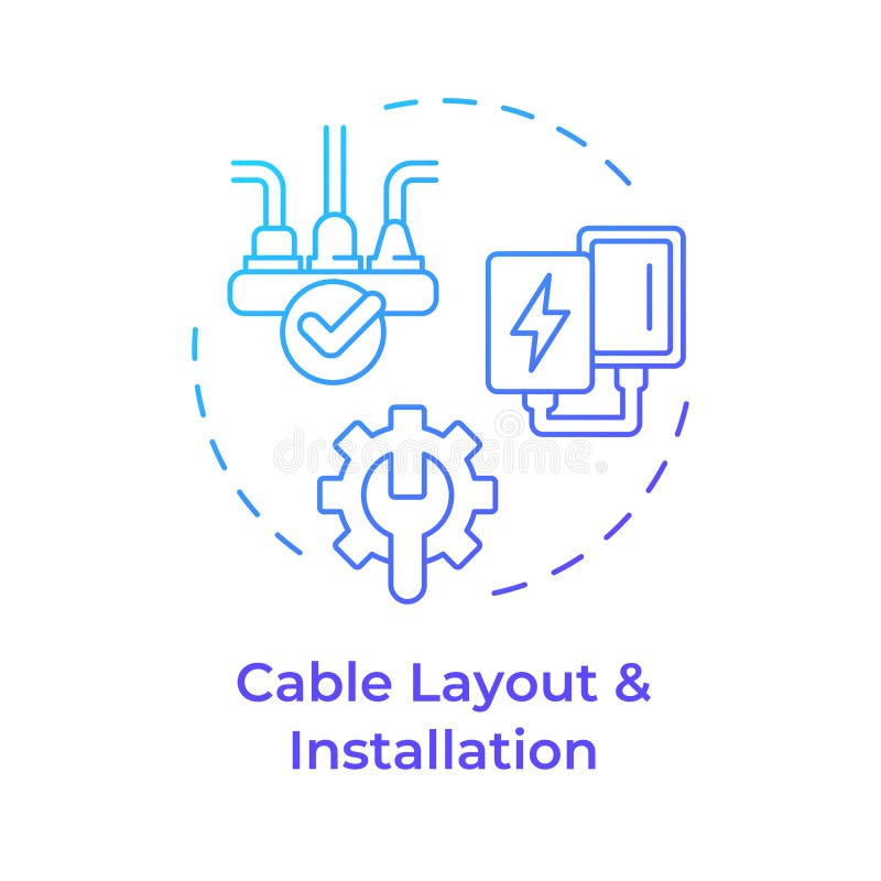 Cable Layout and Installation Blue Gradient Concept Icon Stock ...