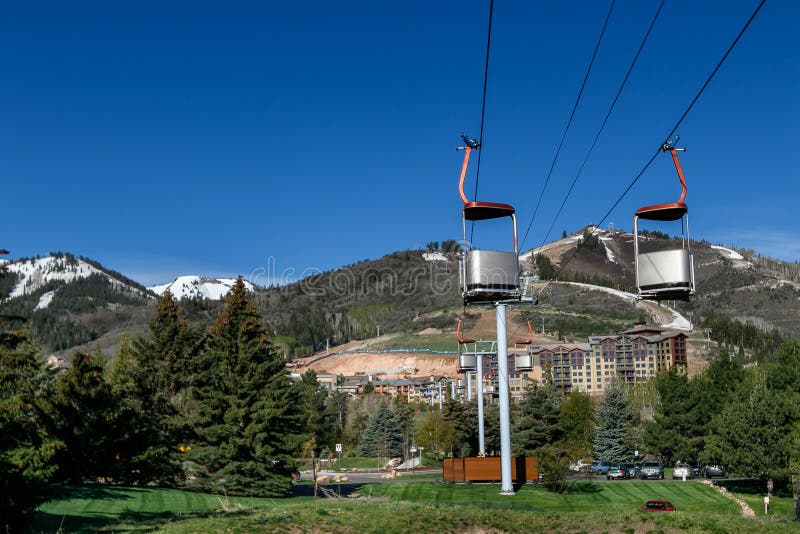 Cable Lift To a Mountain Base Stock Image - Image of blue, skiing: 93196007