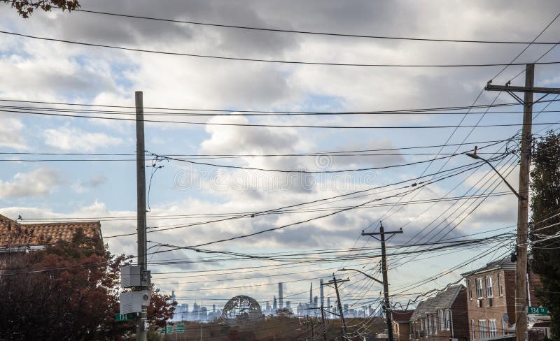 Cable lines in the city stock photo. Image of blue, power - 234832526