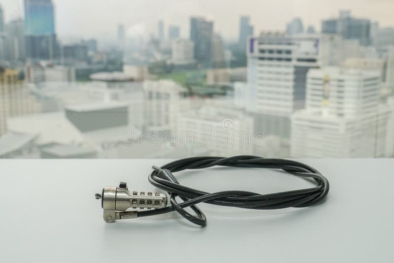 Cable Lock Prepare for Laptop Computer Safety Stock Photo - Image of ...