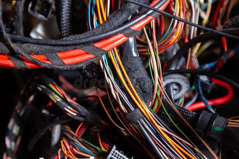 A Cable of Matted Wires of Different Colors with Connectors in the ...