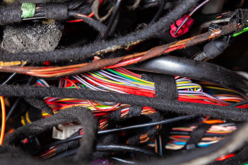 A Cable of Matted Wires of Different Colors with Connectors in the ...