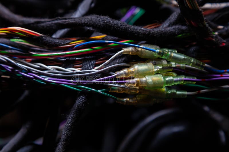 A Cable of Matted Wires of Different Colors with Connectors in the ...