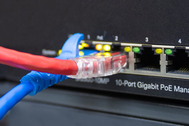 Cable Network Connect To Switch Port in Server Room ,Concept Network ...