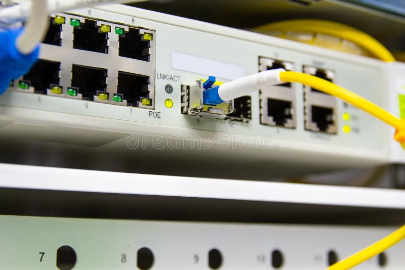 Cable Network Connect To Switch Port in Server Room ,Concept Network ...