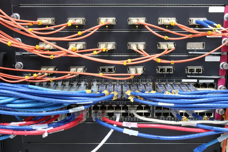 Cable Network, Fiber Optic Cable Connect To Switch Port in Server Room ...