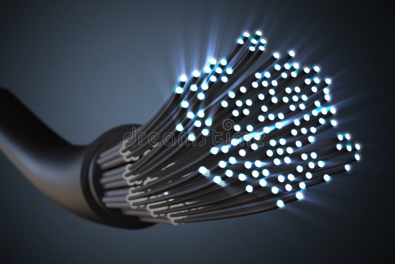 Cable of Optical Fibers. 3D Rendered Illustration. Stock Illustration ...