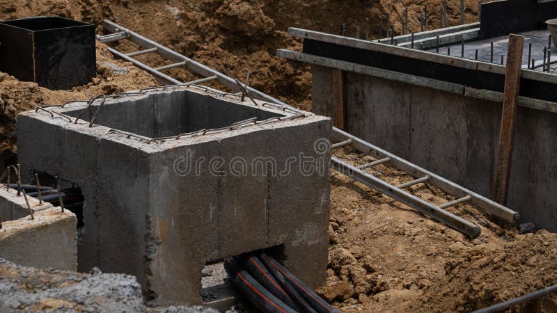 Cable Pits for Cable Laying of Construction Works Under Construction ...
