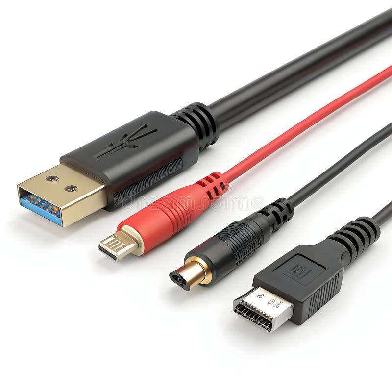 Cable Plugs Icon 3D Render Isolated on White Background Stock ...