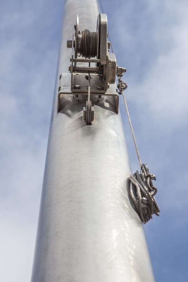 Cable on Pole for Raise the Flag Stock Photo - Image of blue, cable ...