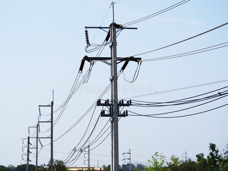 Cable Power Lines on Electricity Pole Stock Photo - Image of voltage ...