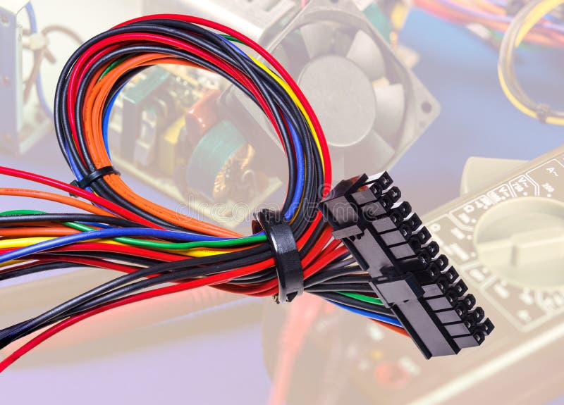 The Cable from the Power Supply Unit for PC Stock Image - Image of ...