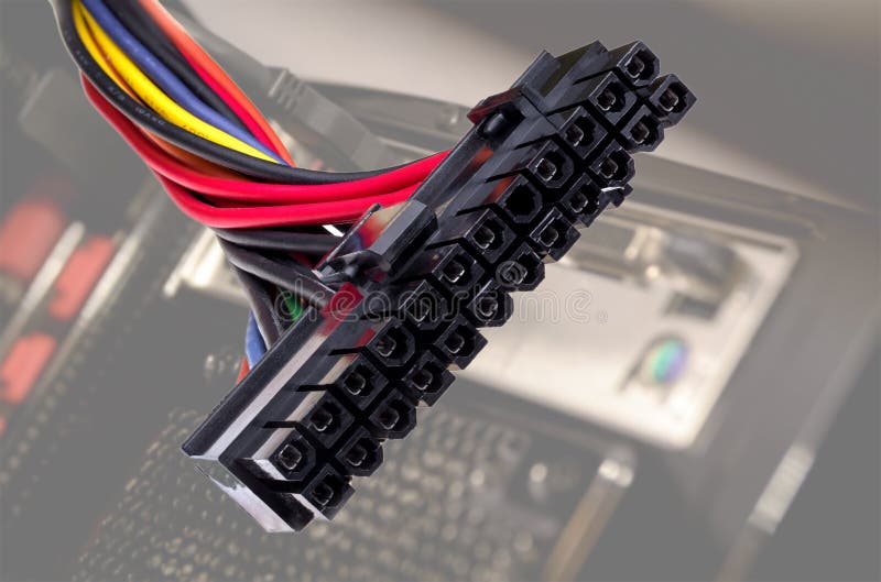 The Cable from the Power Supply Unit for PC Stock Photo - Image of ...