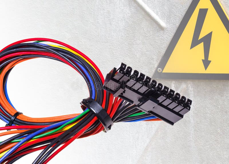 The Cable from the Power Supply Unit for PC Stock Image - Image of ...