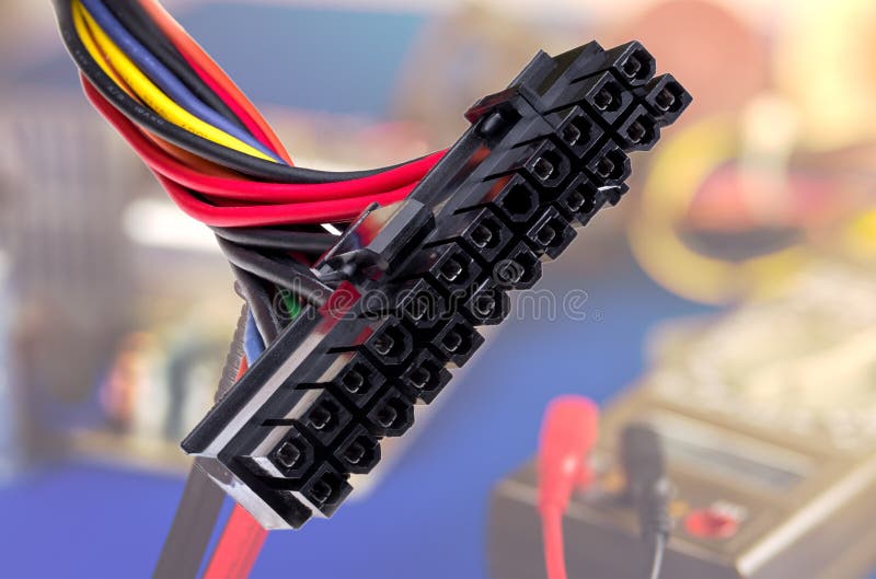 The Cable from the Power Supply Unit for PC Stock Image - Image of ...