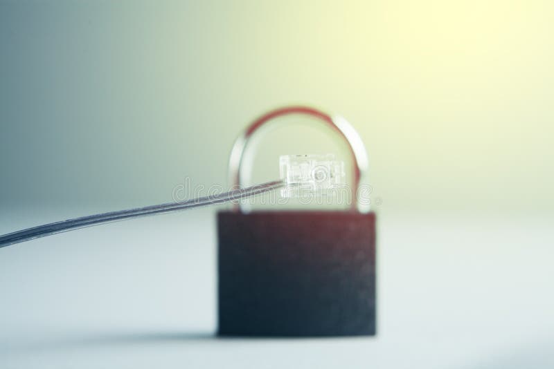 Cable protected by a lock stock image. Image of system - 239013563