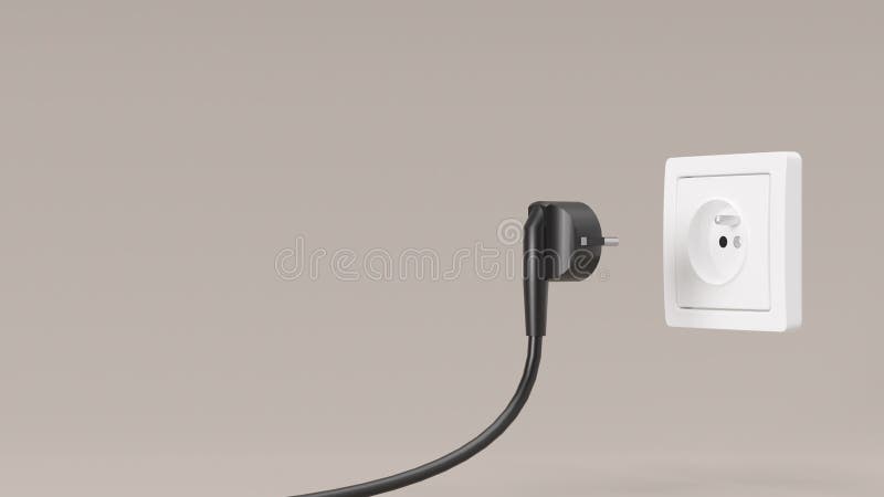 Cable is Pulled Out of White Electric Socket. Close Up View Stock ...