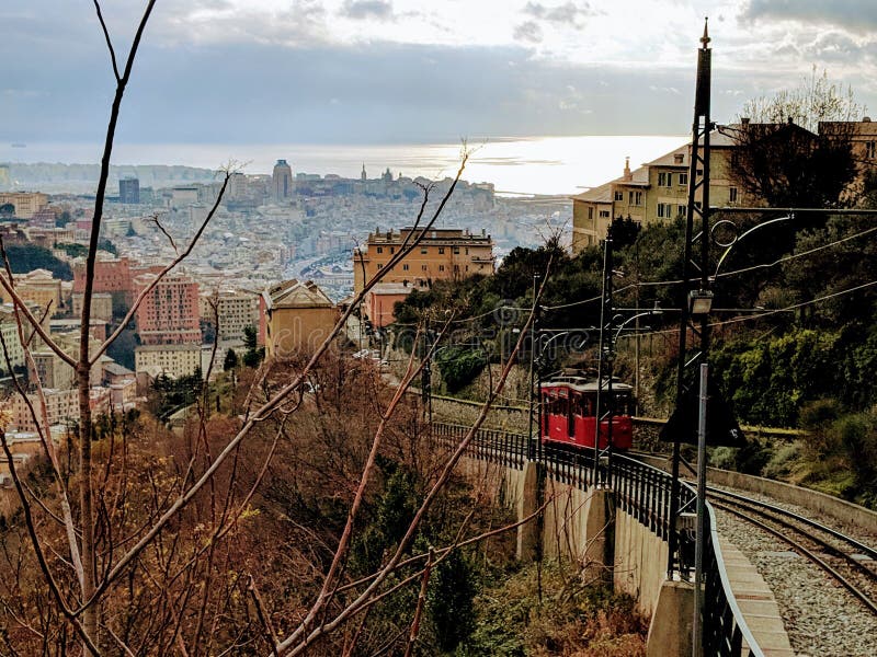 The cable railway of Genoa stock photo. Image of railway - 136254146