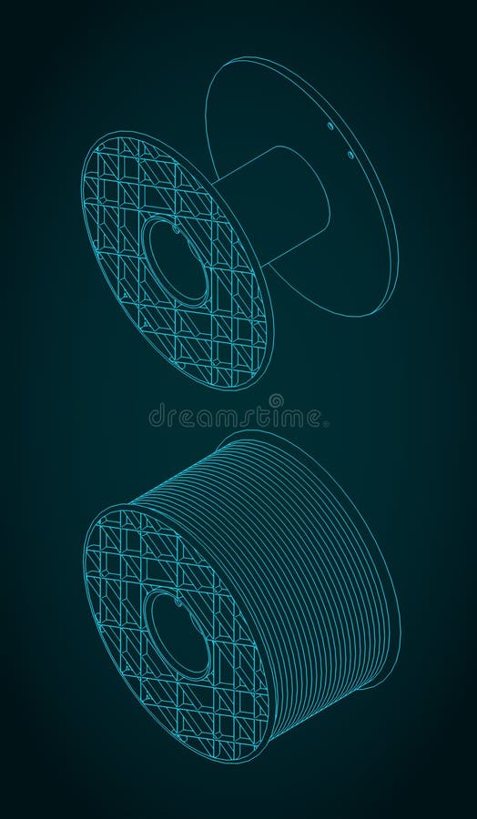 Cable reel blueprints stock vector. Illustration of technology - 359829190